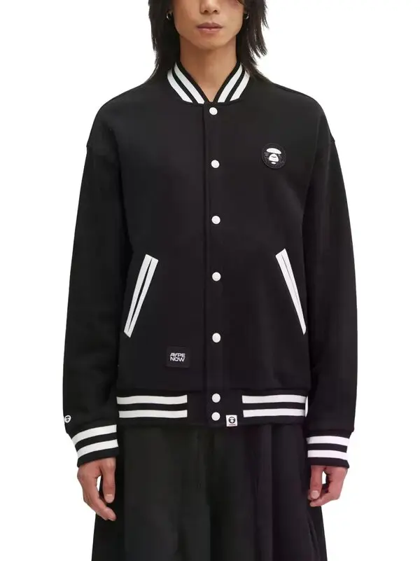 AAPE BY *A BATHING APE® Striped-trim Button-fastening Bomber Jacket - Black