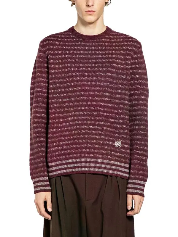 Loewe Striped Crew-neck Sweater - Brown