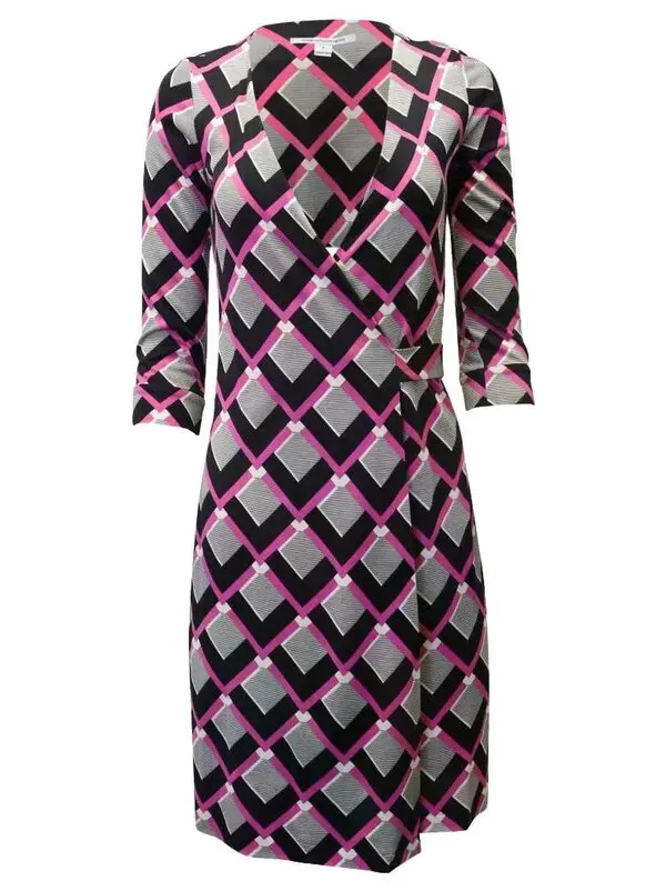 Diane Von Furstenberg Tartan Wrap Midi Dress - Grey