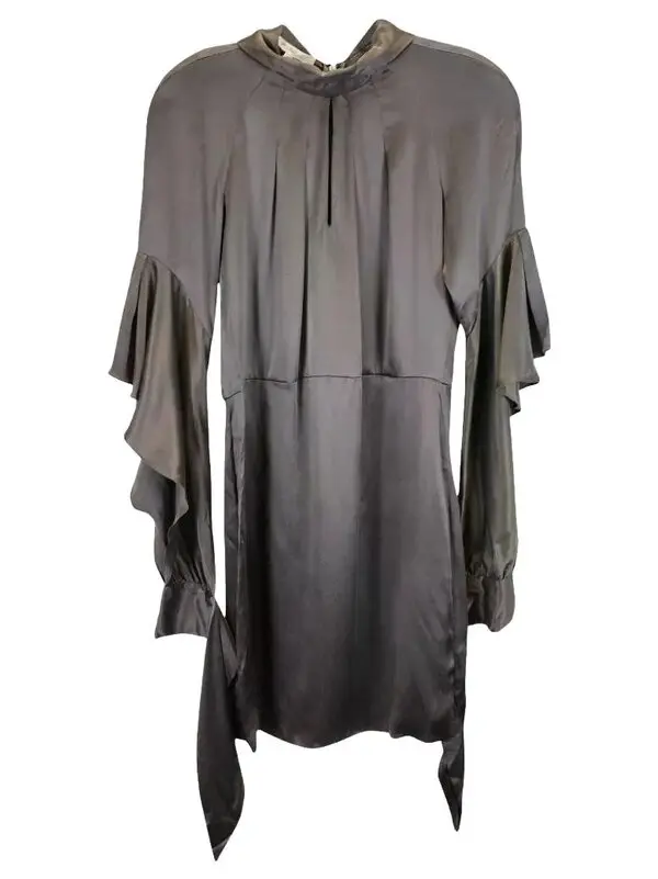 Vanessa Bruno Ruffled Asymmetric-sleeve Mini Dress - Grey
