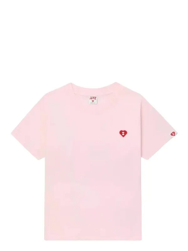 A BATHING APE Heart-embroidered T-shirt - Pink