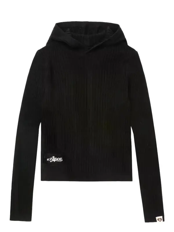 A BATHING APE Ribbed Hooded Knitwear - Black