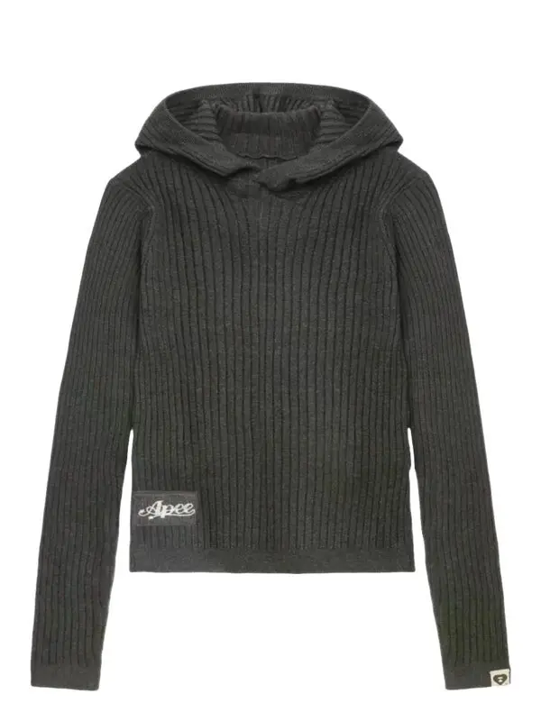 A BATHING APE Hooded Ribbed Knitwear - Grey