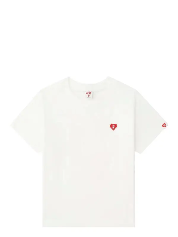 A BATHING APE Heart-embroidered T-shirt - White