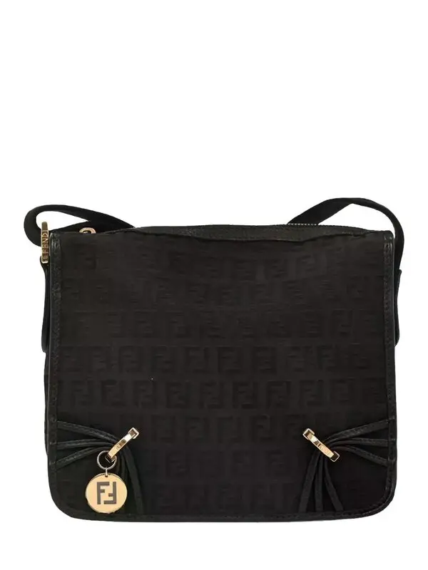 Fendi 2005 Zucchino Canvas Shoulder Bag - Black