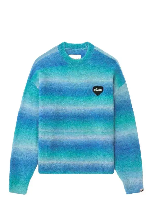 A BATHING APE Striped Knit Sweater - Blue