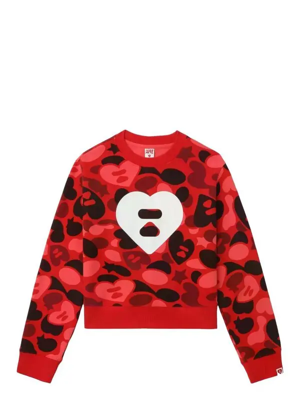A BATHING APE Heart-print Sweater - Red