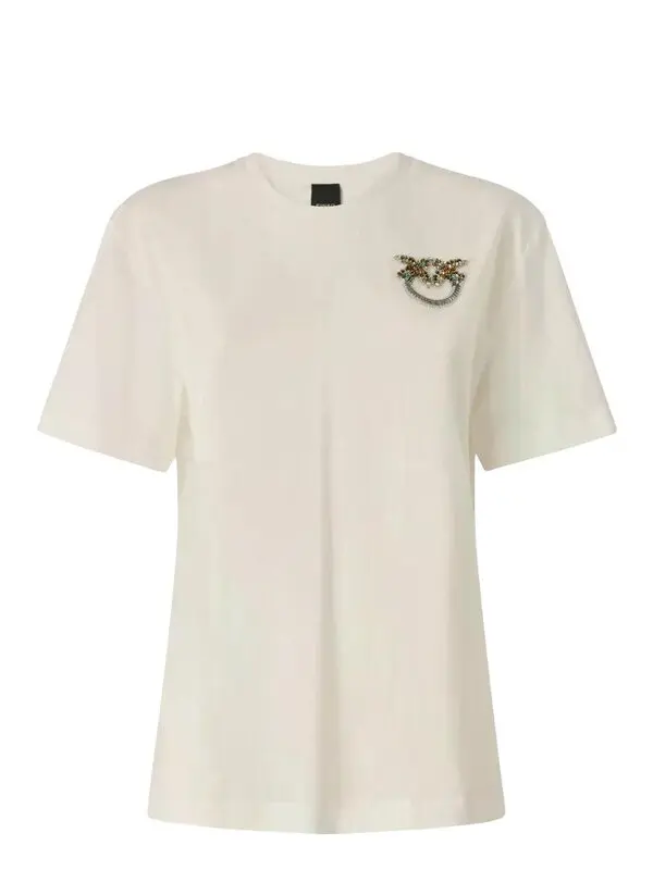 Pinko Crew-neck Cotton T-shirt - Neutrals
