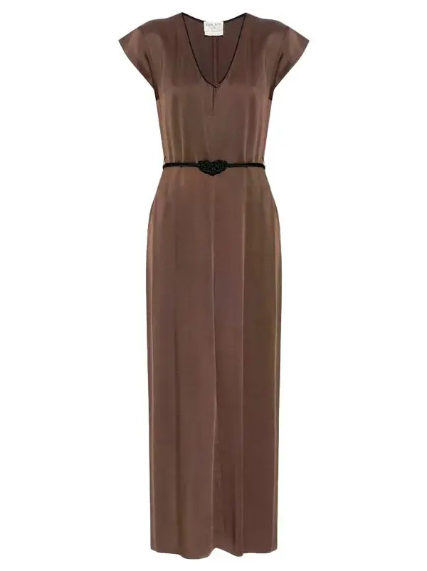 FORTE_FORTE Knot V-neck Maxi Dress - Brown
