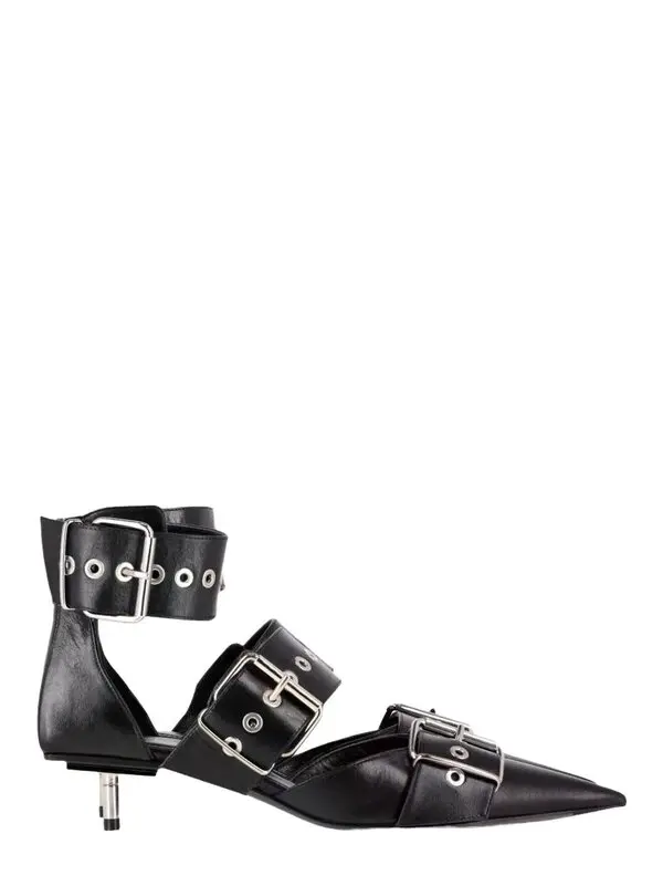 Balenciaga Buckle Leather Stiletto Pumps - Black