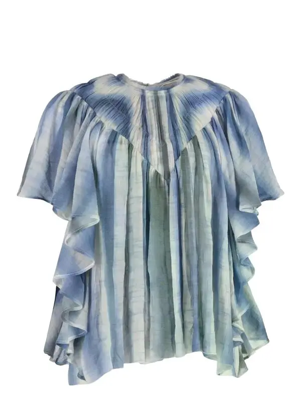 Chloé Ruffled Tie-dye Blouse - Blue