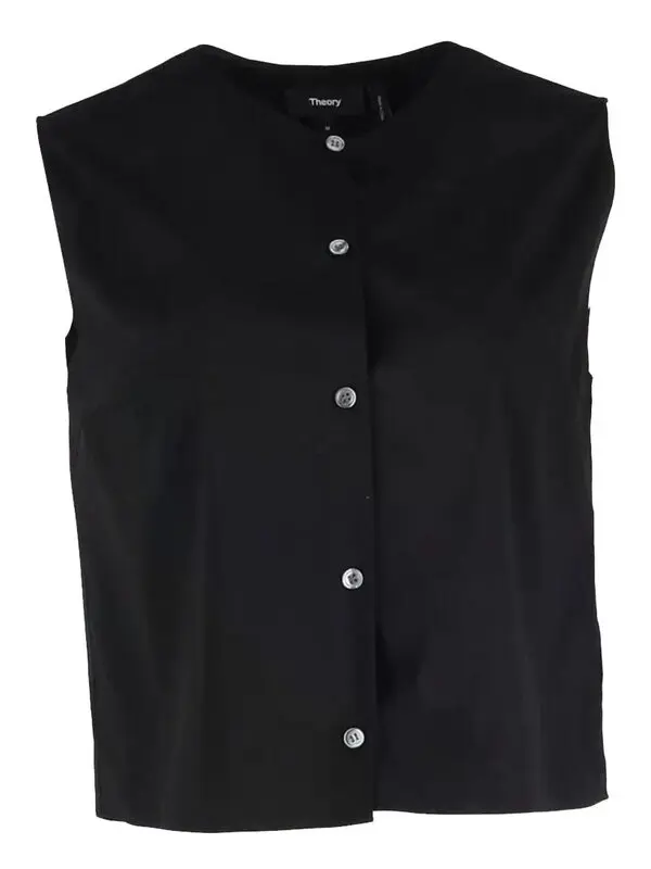 Theory Button-front Cotton Shirt - Black