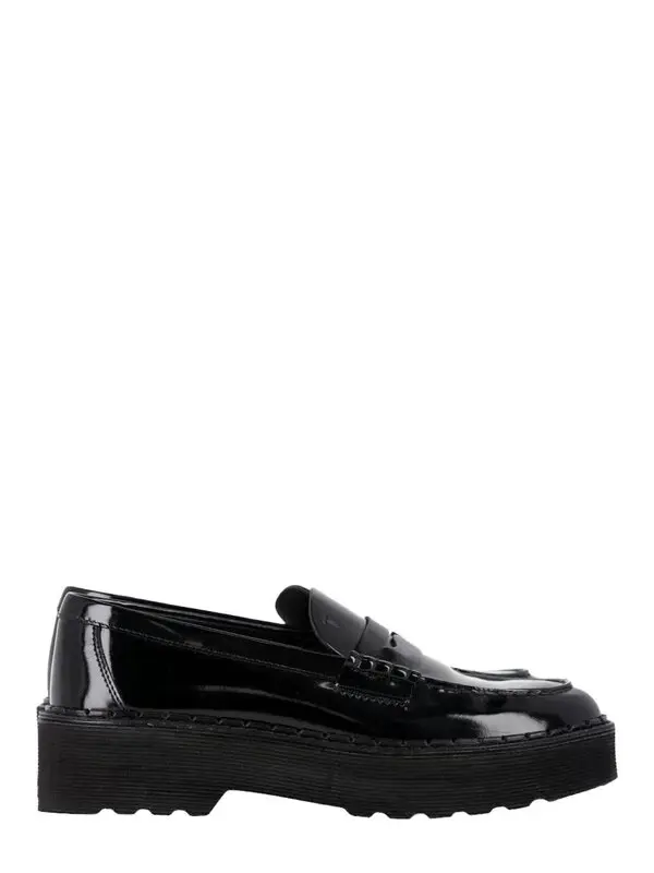 TOD'S Leather Penny Loafers - Black