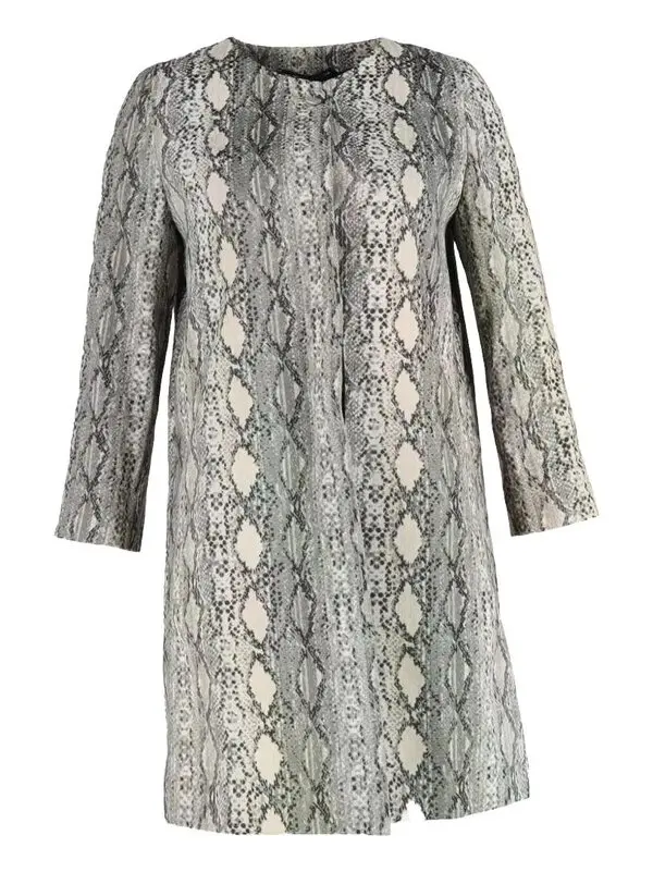 Max Mara Snake-print Collarless Coat - Grey