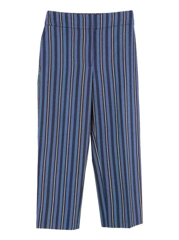 Burberry Striped Cropped Trousers - Blue