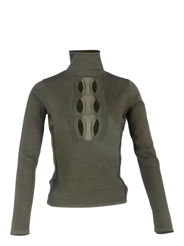 DION LEE Cut-out Turtleneck Long-sleeve Top - Green