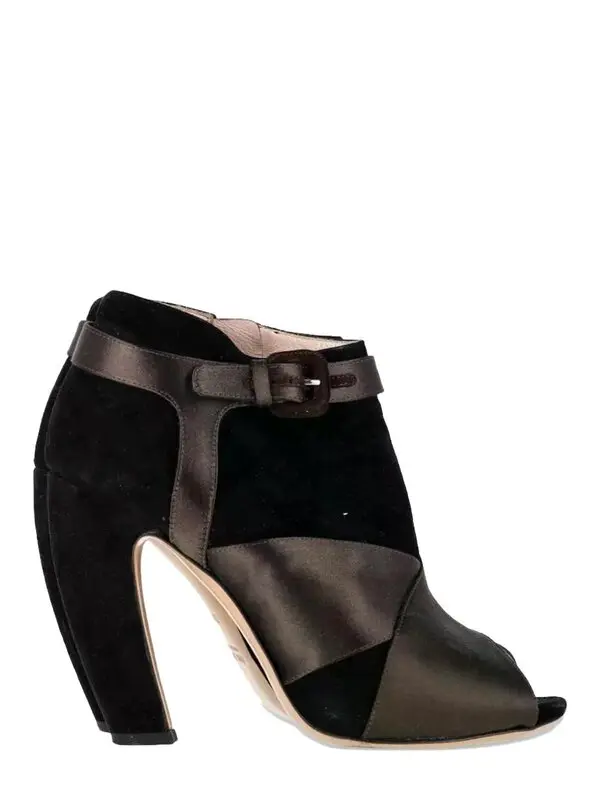 Miu Miu Peep-toe Buckle Ankle Boots - Black