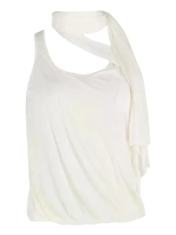 Alexander McQueen Sleeveless Drape Tank Top - White