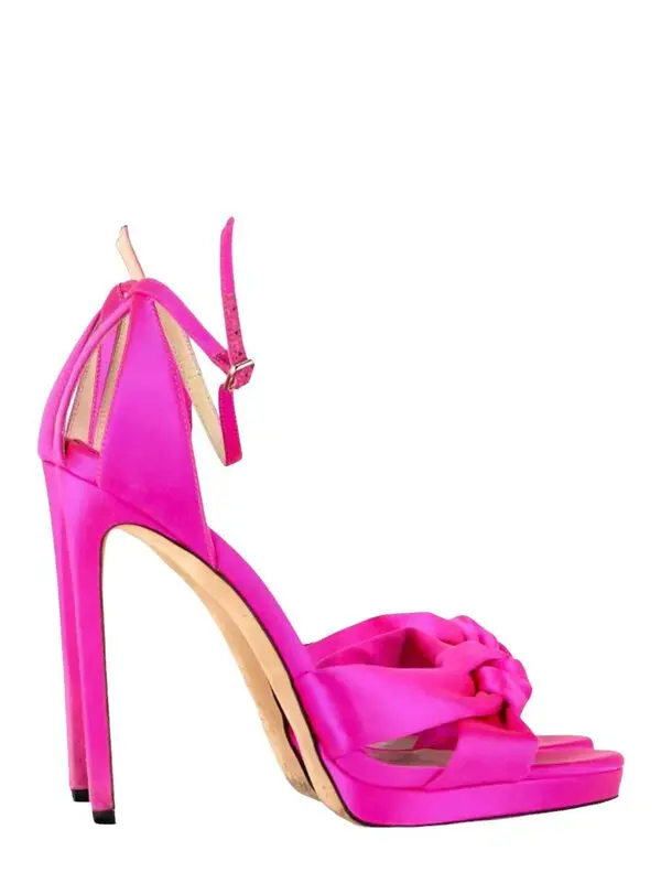 JIMMY CHOO Rosie Knotted Satin Sandals - Pink