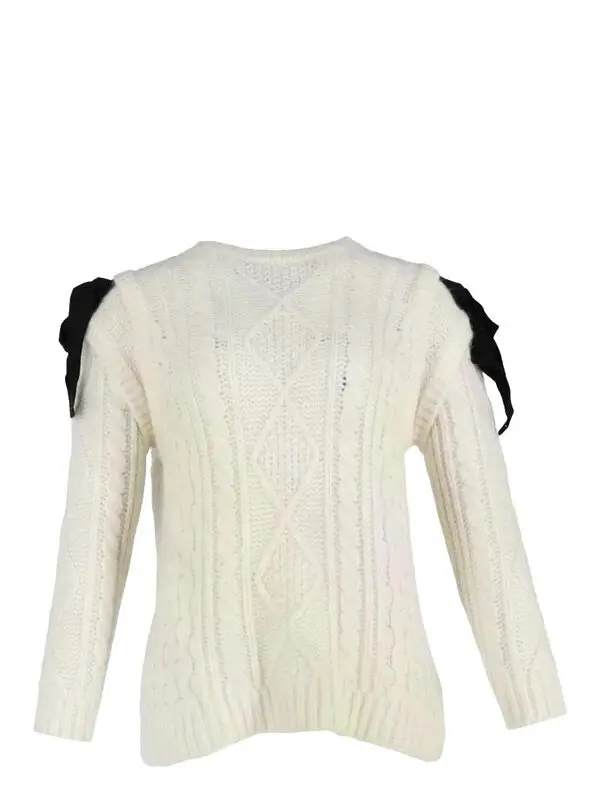 Red Valentino Cable-knit Jumper With Bow Detail - White