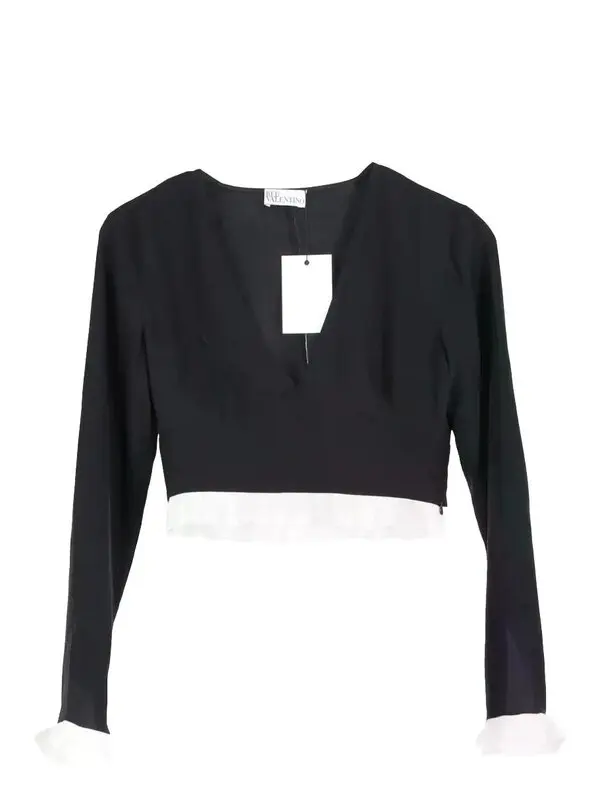 Red Valentino Ruffled-hem Cropped Top - Black
