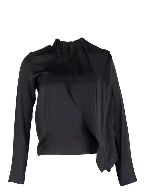 Dodo Bar Or Berna Silk Draped Scarf Blouse - Black