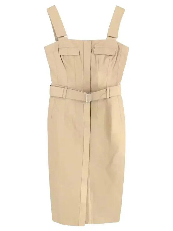 Alexander McQueen Cotton Belted Midi Dress - Neutrals