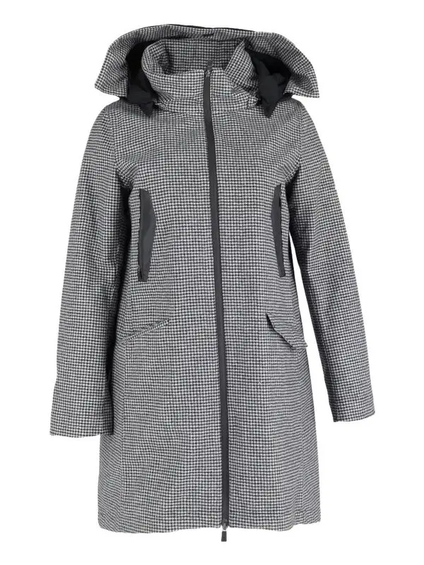 Herno Houndstooth Zip-up Coat - Grey