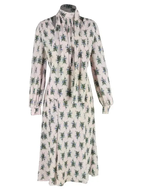 EMILIA WICKSTEAD Floral-print Long-sleeve Midi Dress - Neutrals