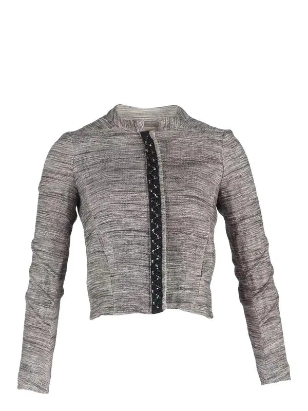 Maje Calli Embellished Cropped Jacket - Grey