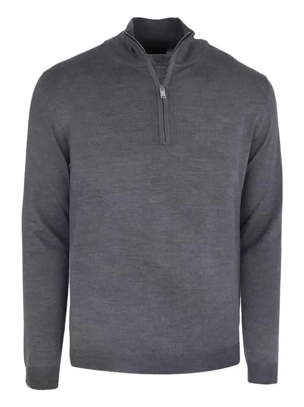 SLOWEAR Turtle-neck Half-zip Sweater - Grey