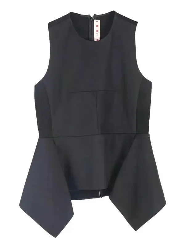 Marni Peplum Sleeveless Top - Black