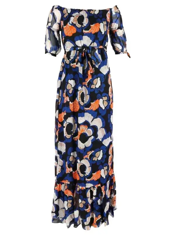 Diane Von Furstenberg Ashley Off-shoulder Belted Dress - Blue