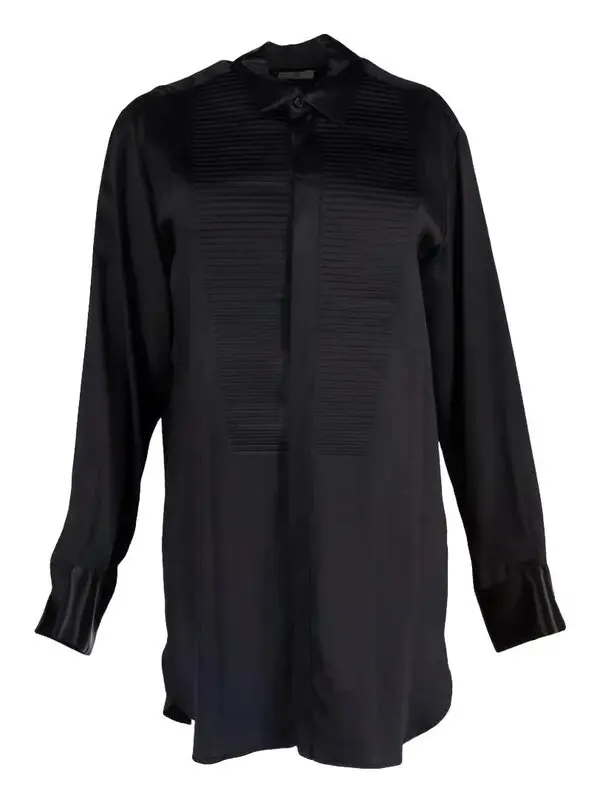 Bottega Veneta Textured-panel Silk Shirt - Black