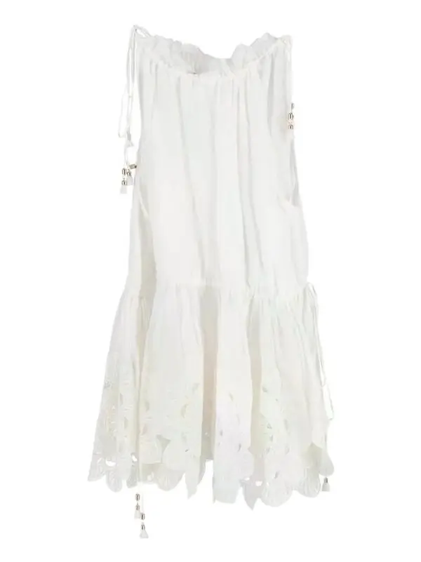 Zimmermann Scalloped Self-tie Top - White