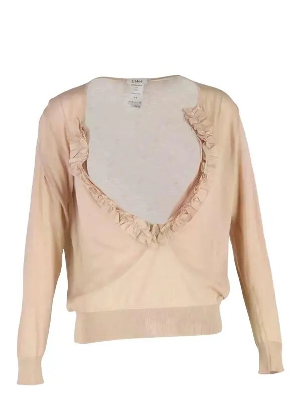 Chloé Ruffle-detail Long-sleeve Sweater - Neutrals
