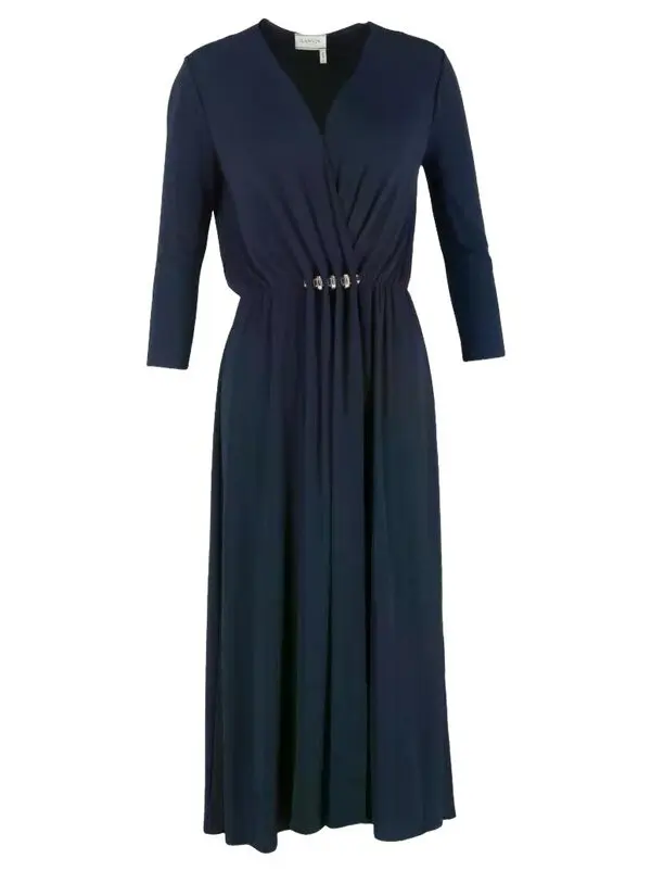 LANVIN V-neck Long-sleeve Midi Dress - Blue