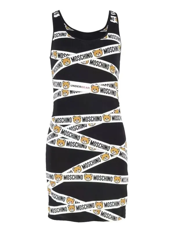 Moschino Logo Fitted Mini Dress - Black