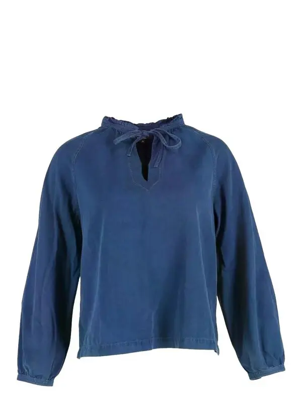 A.p.c. Drawstring Chambray Long-sleeve Blouse - Blue