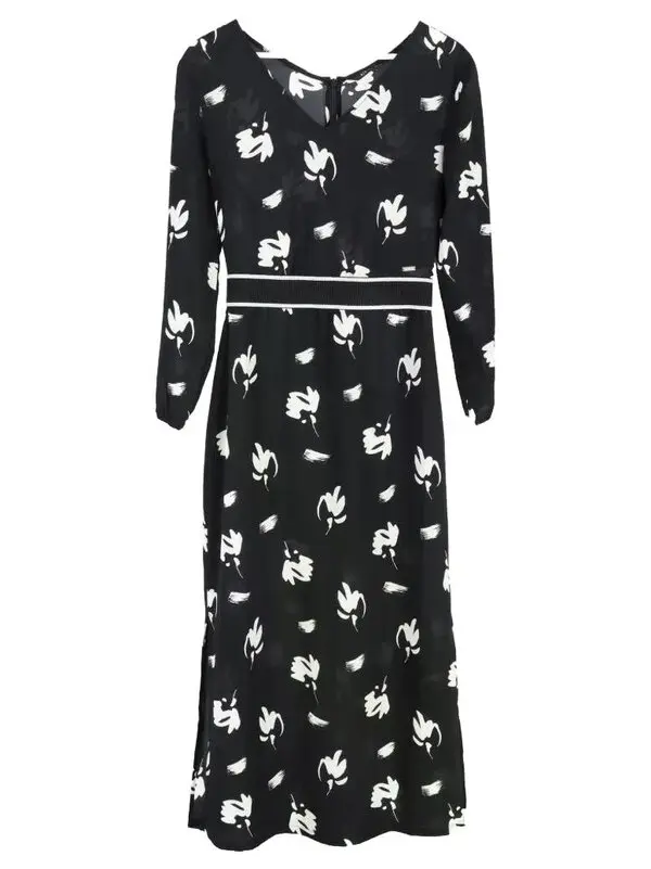 Giorgio Armani Floral-print Midi Dress - Black