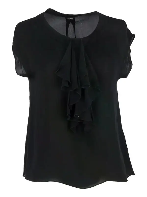JOSEPH Silk Ruffle Blouse - Black