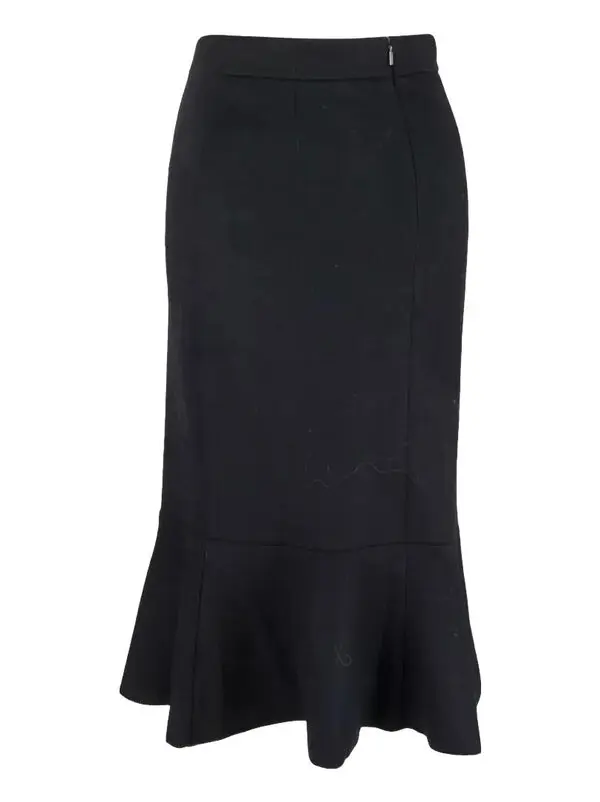 Max Mara Peplum Hem Midi Skirt - Black