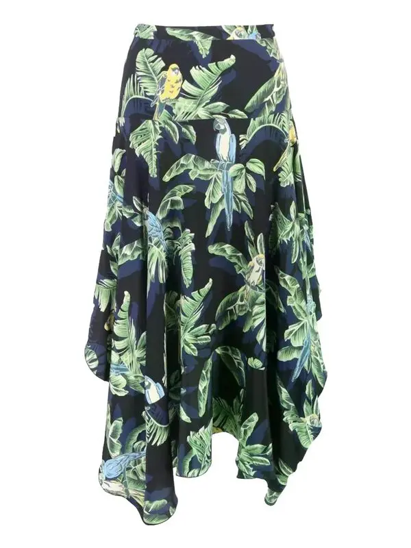 Stella McCartney Asymmetric Parrot-print Skirt - Black