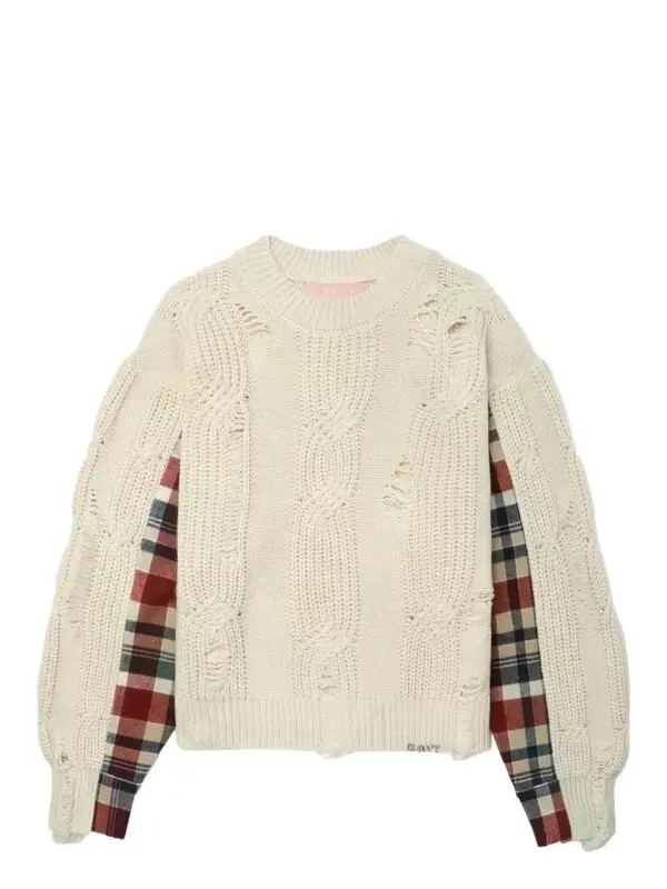 A BATHING APE Distressed Check-pattern Sweater - Neutrals