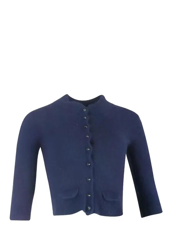 Mulberry Buttoned Cropped Cardigan - Blue