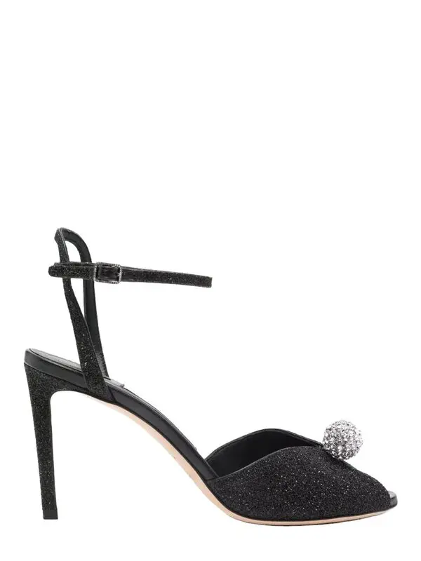 JIMMY CHOO Sacora Glitter Heeled Sandals - Black