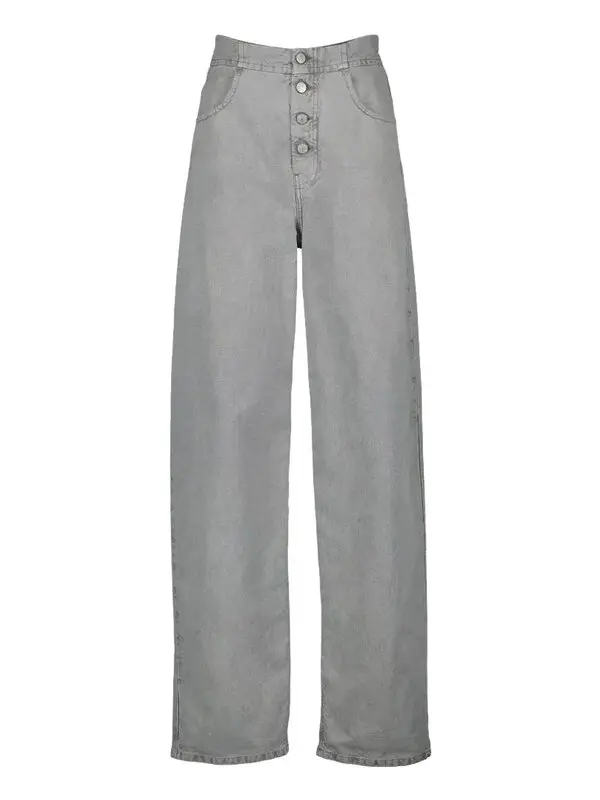 MAISON MARGIELA Buttoned Denim Jeans With Leather Patch - Grey