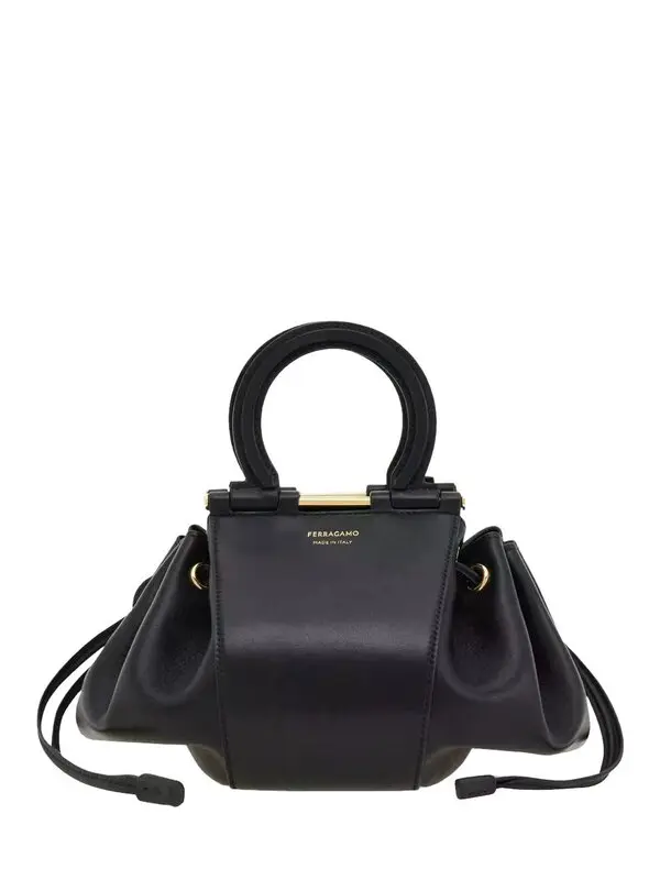 FERRAGAMO Gancini Handle Cross Body Bag - Black