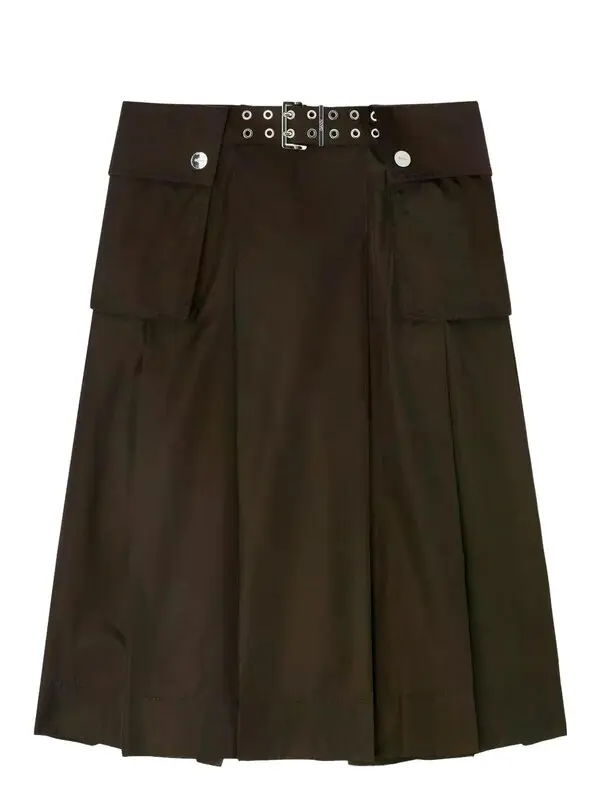 GANNI Belted Pocket Midi Skirt - Brown