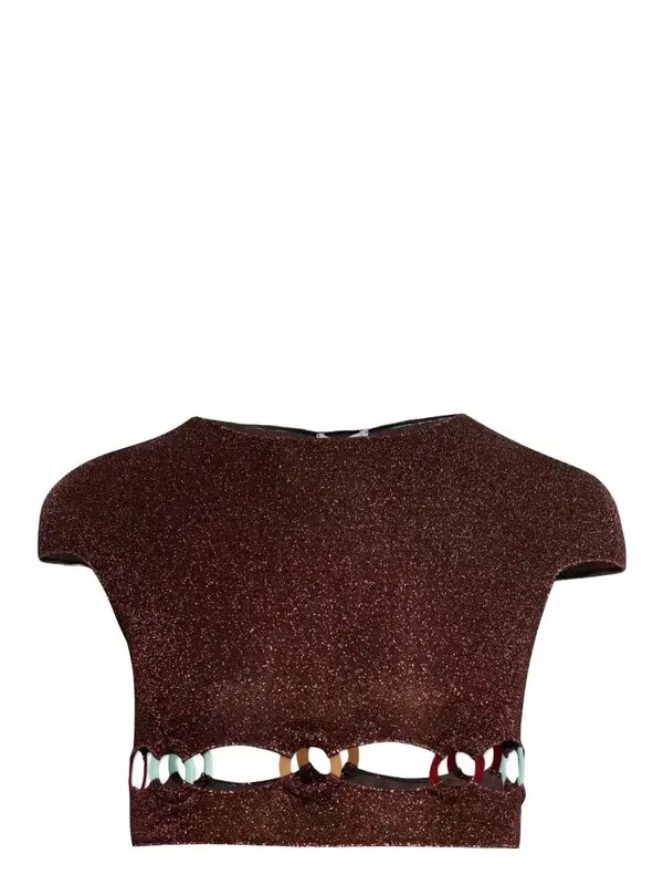 Oseree Ring Cut-out Top - Brown